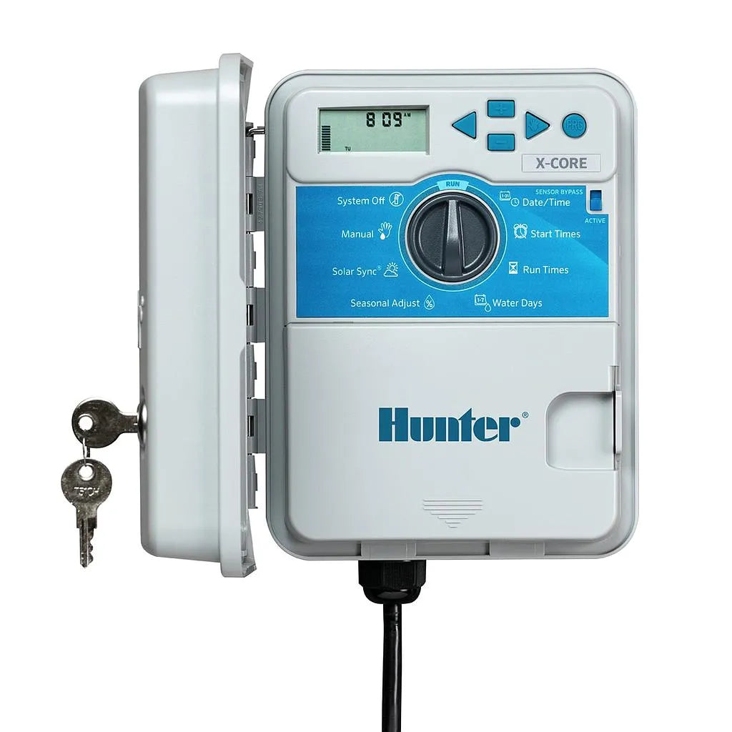 Hunter X-CORE Outdoor 4 Stn, 3 Pgm, 4 Start Times, Built-In Transformer ...